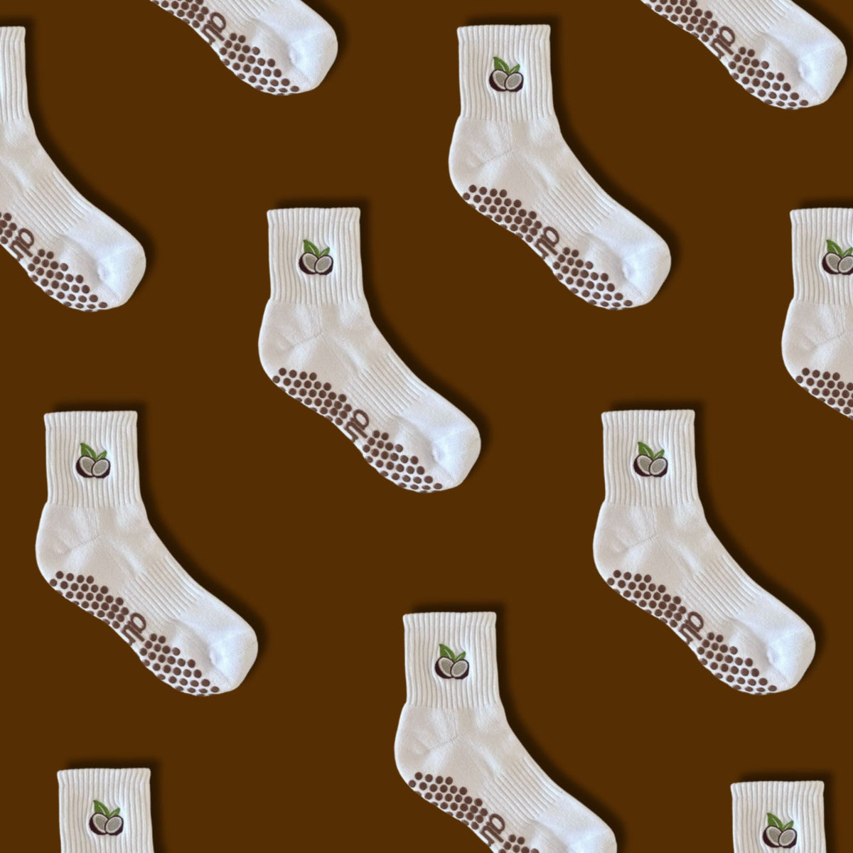 Coconut Grip Socks | Eat Your Fruits and Veggies Pilates Non Slip Socks ...